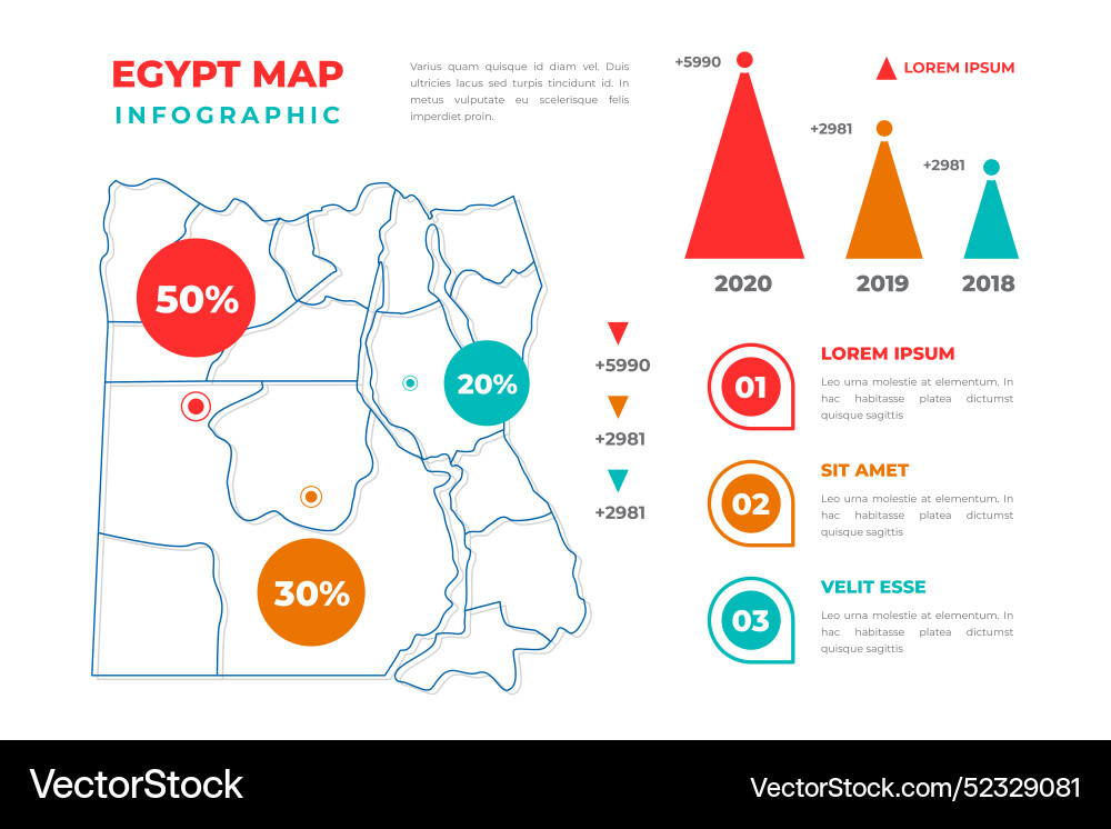 Linear egypt map infographic Royalty Free Vector Image