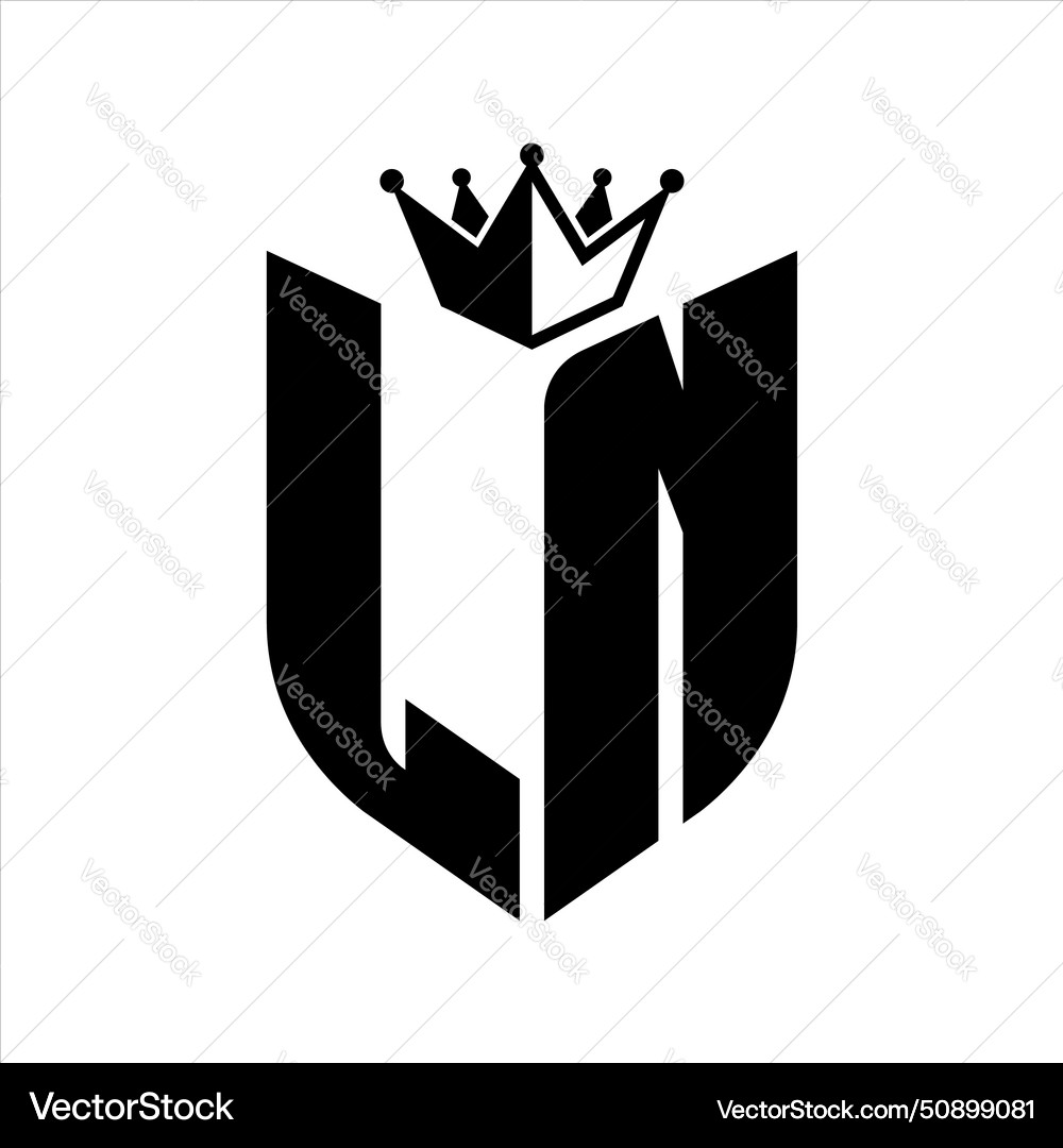 Ln letter monogram with shield shape crown Vector Image