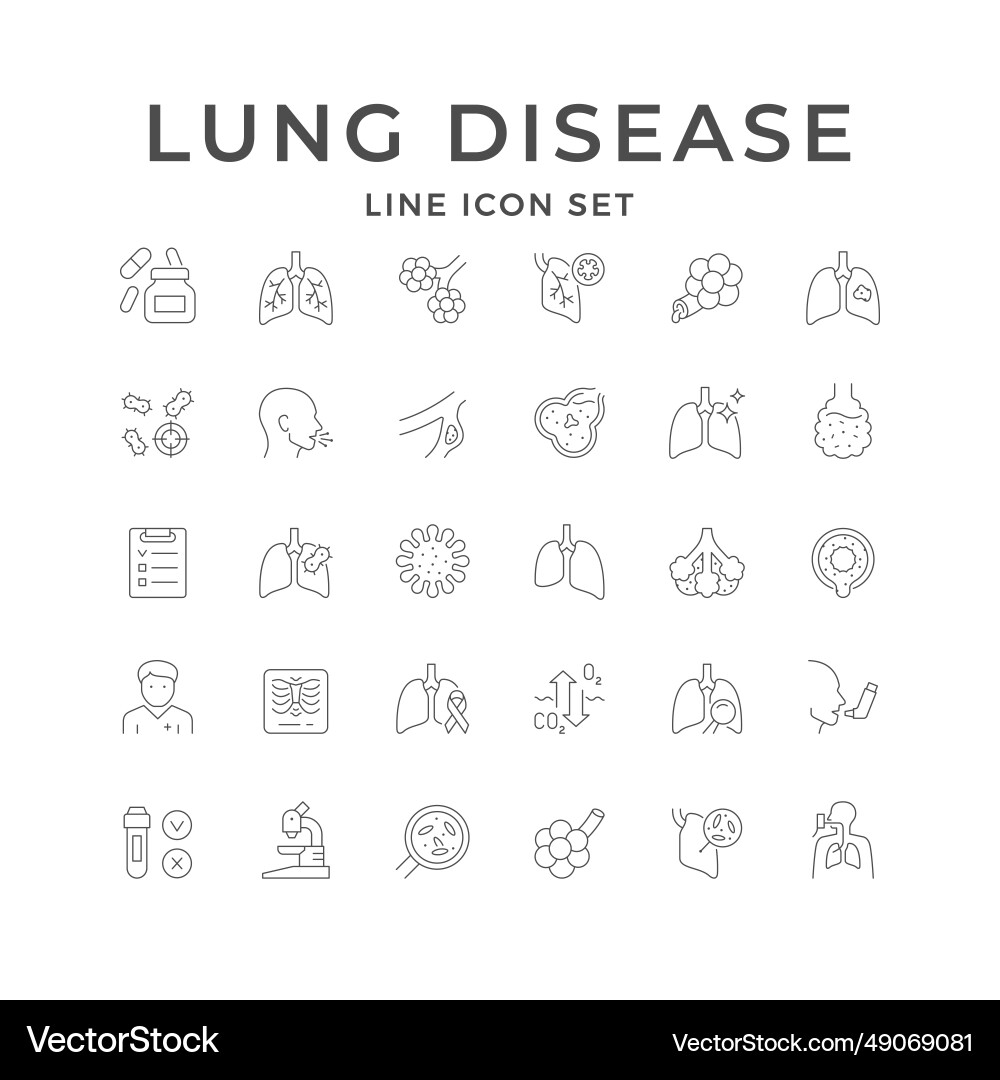 Lung disease line outline icon Royalty Free Vector Image