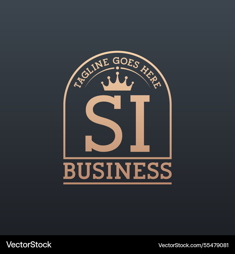 Luxury si logo with crown elegant letter Vector Image
