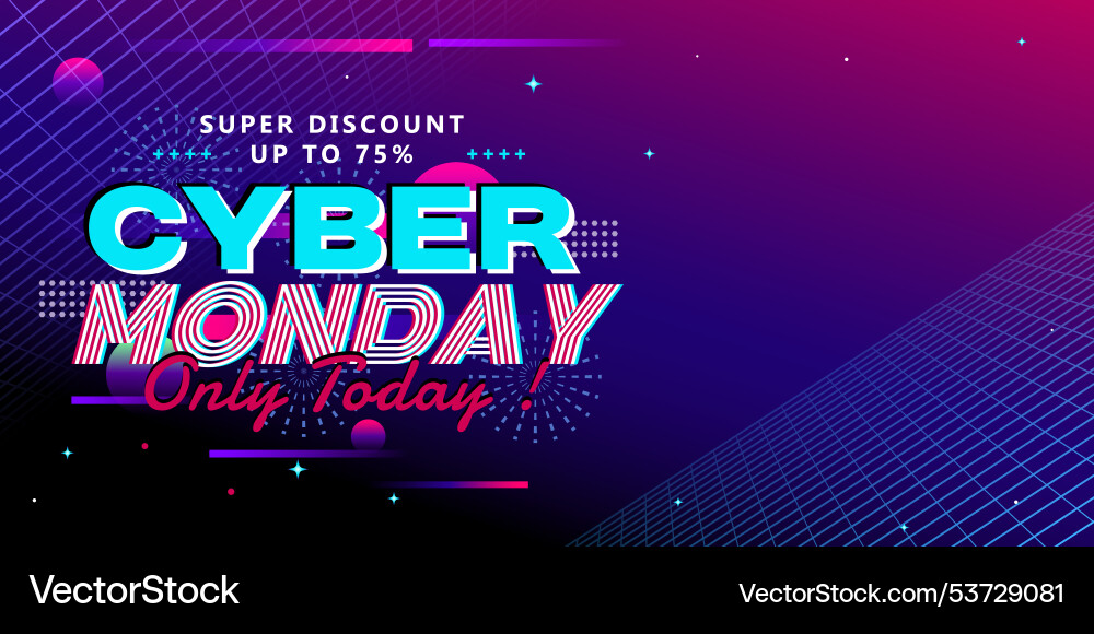 Retro Cyber Monday Banner Royalty Free Vector Image