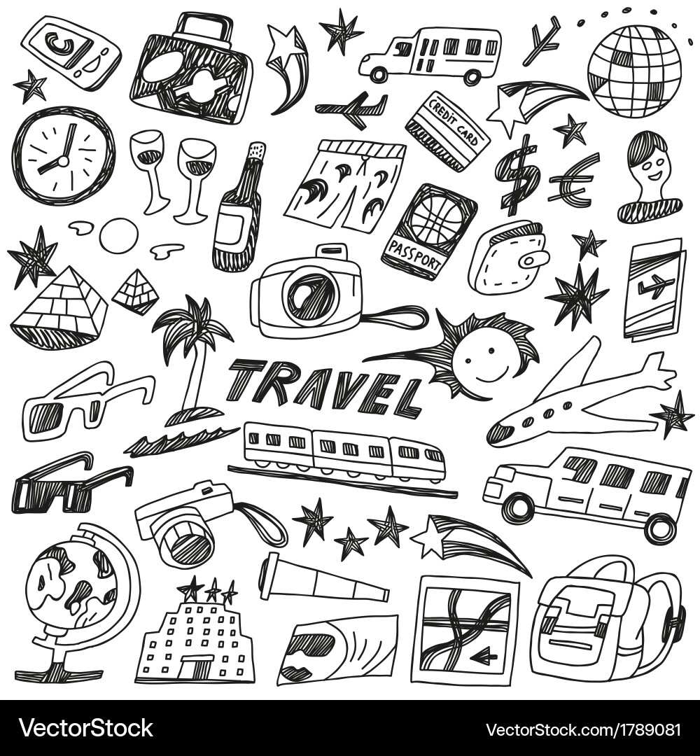 Travel - doodles set Royalty Free Vector Image