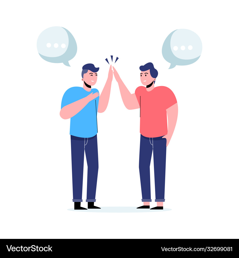 Two men communicating in flat style with speech Vector Image