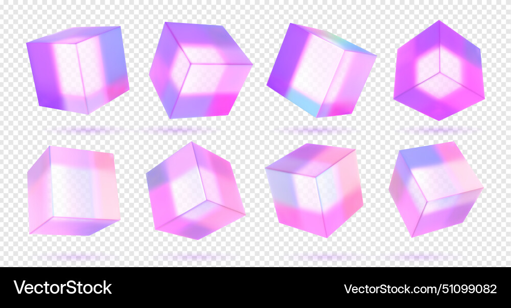 3d render glass cube set Royalty Free Vector Image