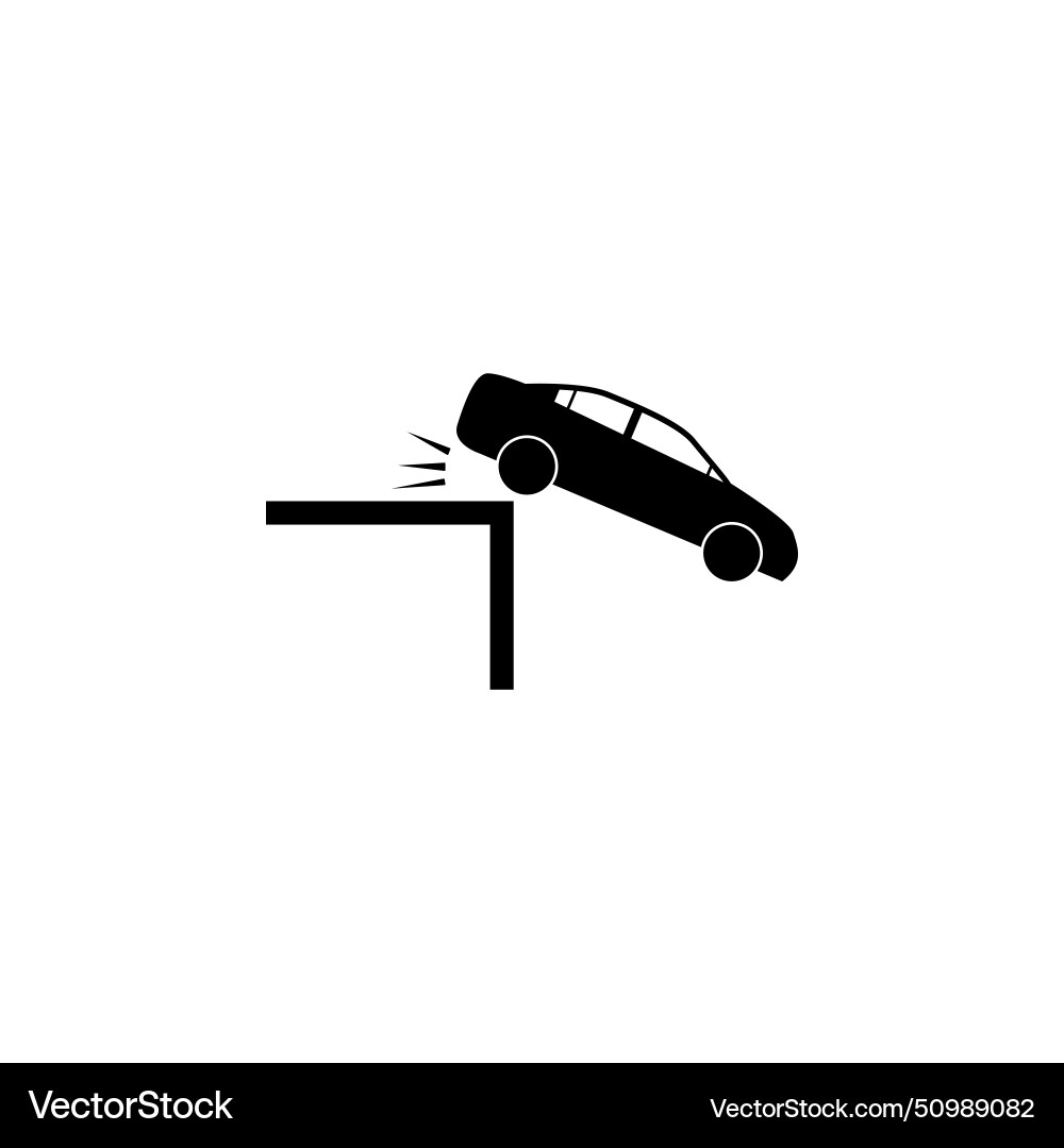Car fell into ravine from mountain flat icon Vector Image