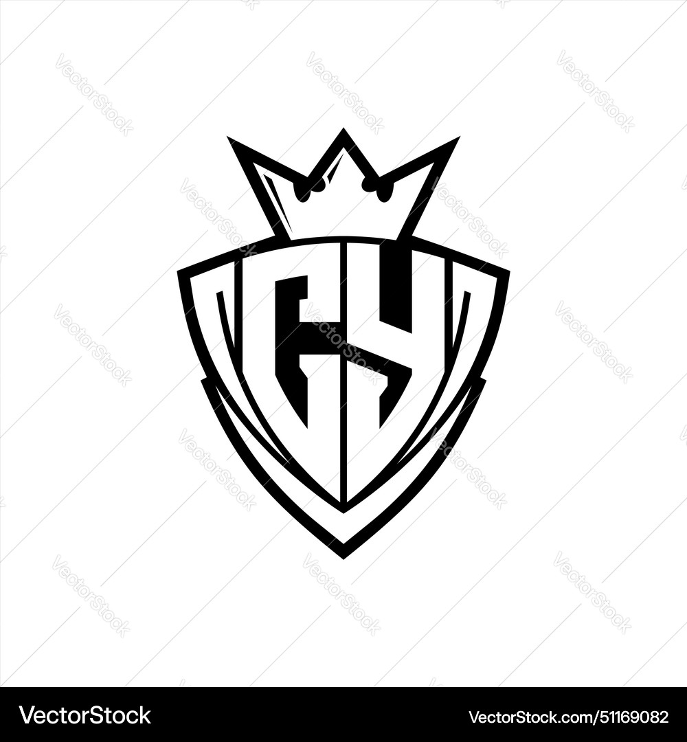 Cy letter logo with sharp triangle shield shape Vector Image