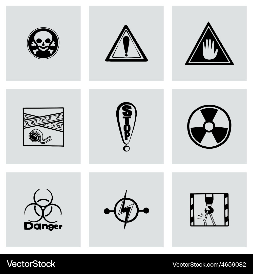 Danger icon set Royalty Free Vector Image - VectorStock