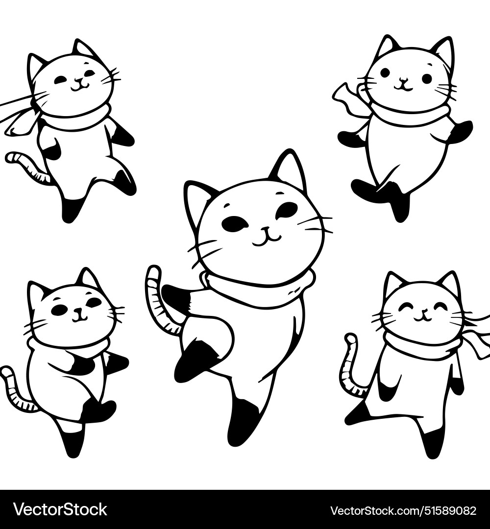 Set of cute cat hand drawn Royalty Free Vector Image