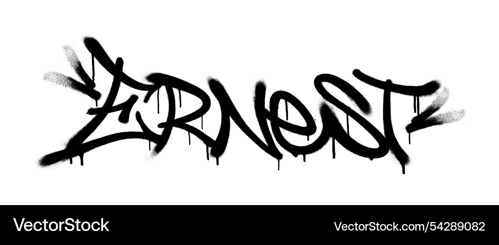 Sprayed ernest name with overspray in black over Vector Image