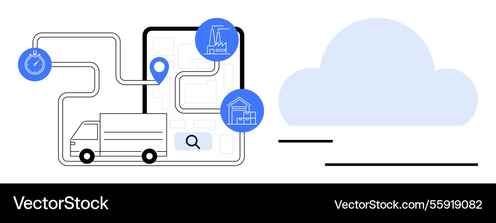 Truck navigating connected delivery routes Vector Image