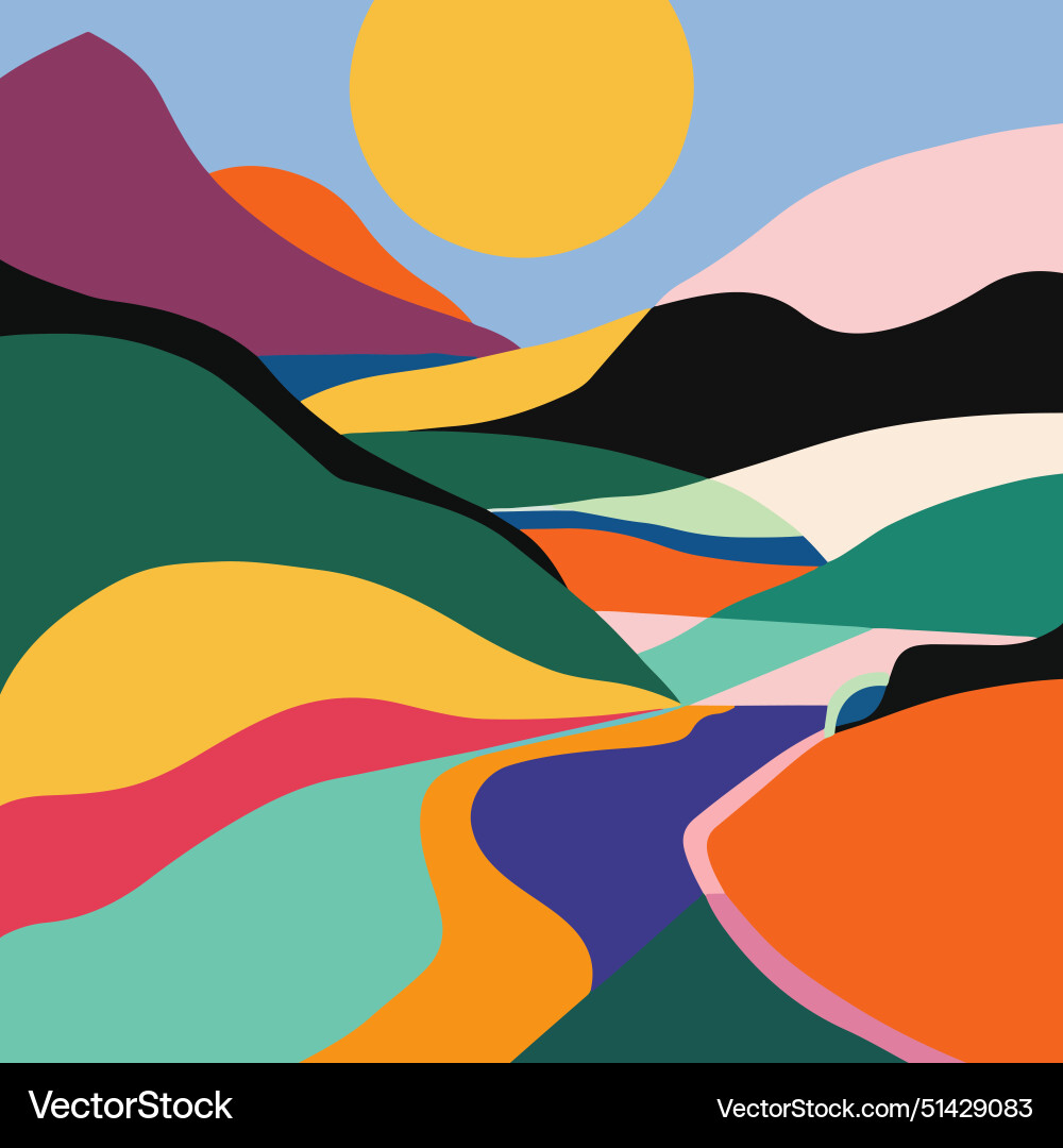 An abstract colorful landscape scene Royalty Free Vector