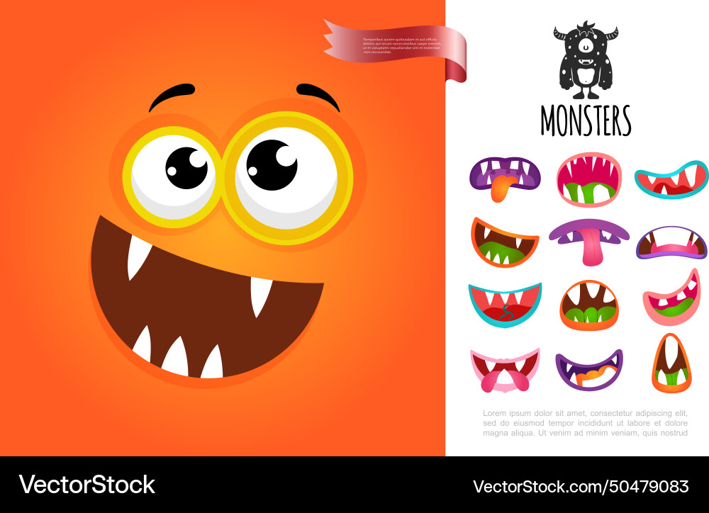 Cartoon cute silly creature face concept Vector Image