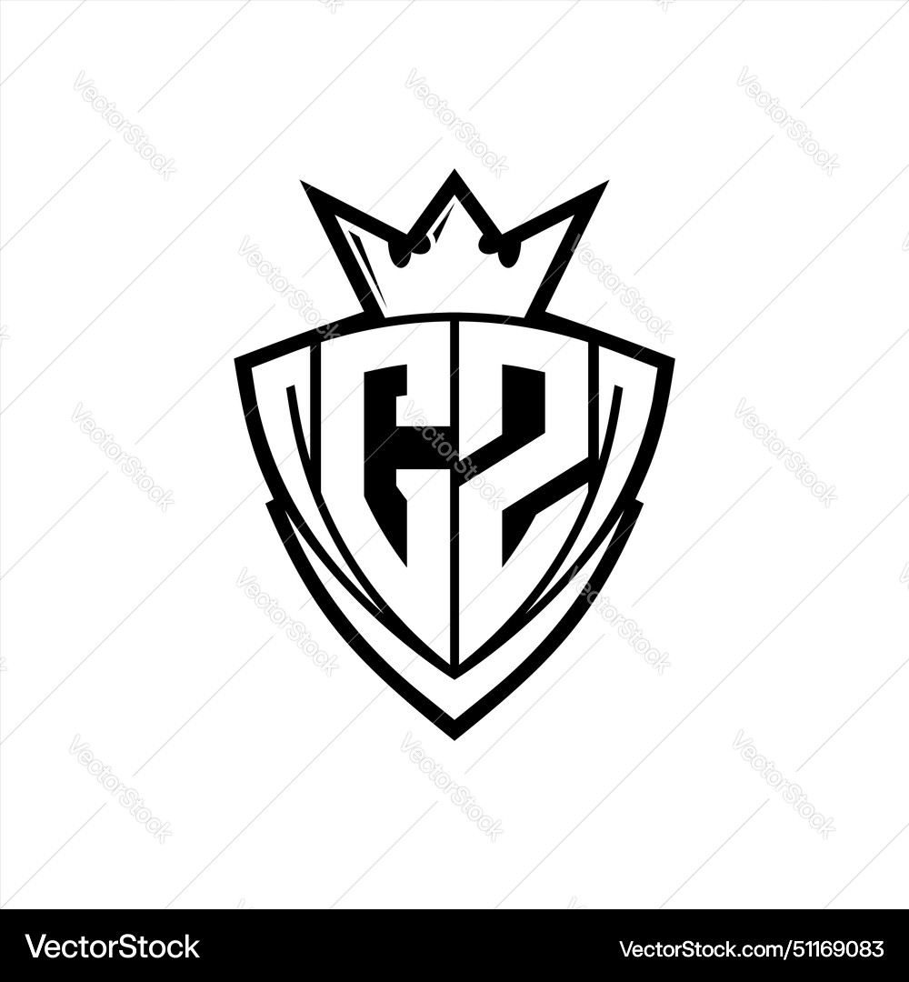 Cz letter logo with sharp triangle shield shape Vector Image