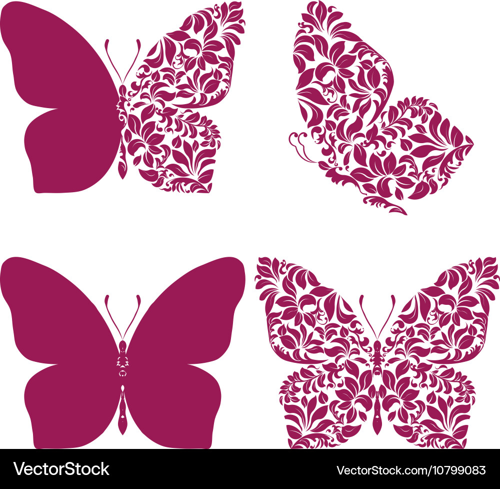 Floral Butterfly Wing Set Royalty Free Vector Image