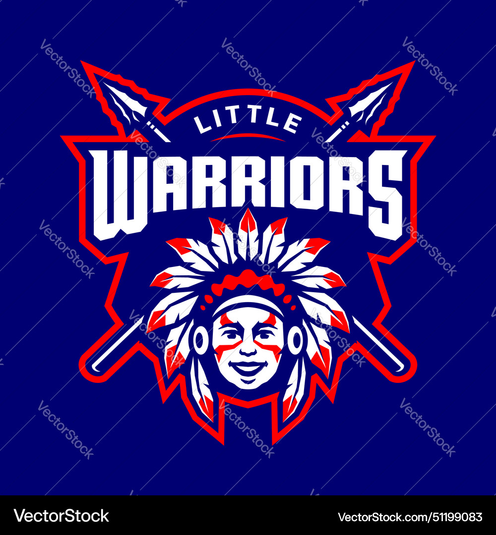 Native american warriors kid character Royalty Free Vector
