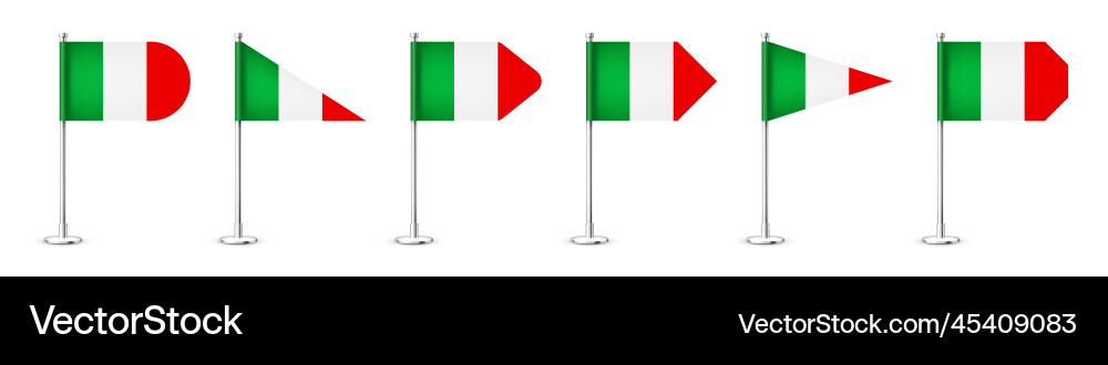 Realistic various italian table flags on a chrome Vector Image