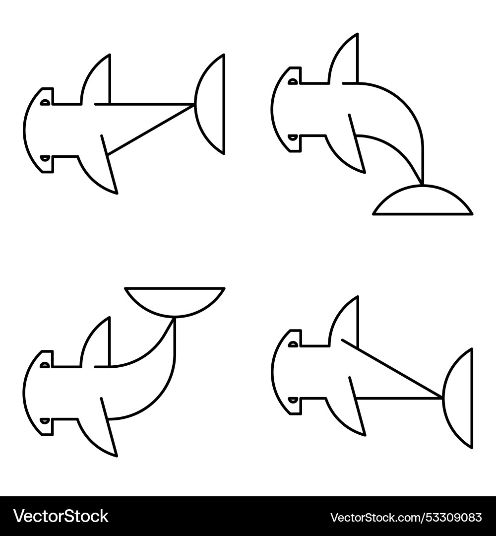 Set of hammerhead shark logo Royalty Free Vector Image