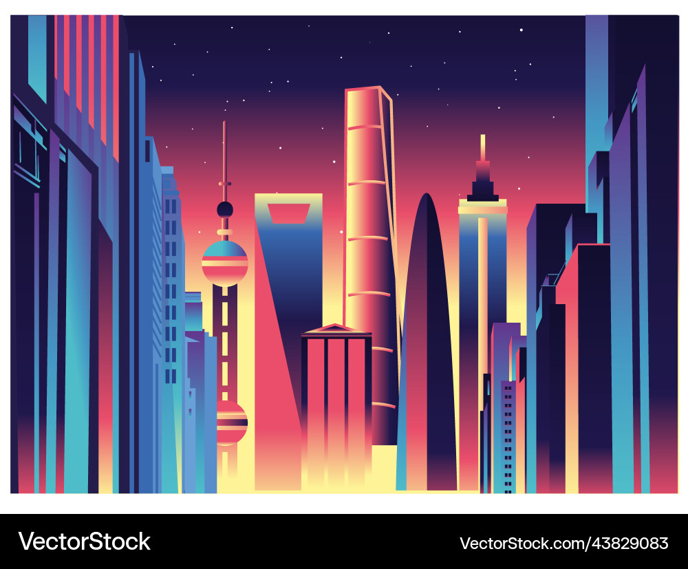 Shanghai skyline Royalty Free Vector Image - VectorStock