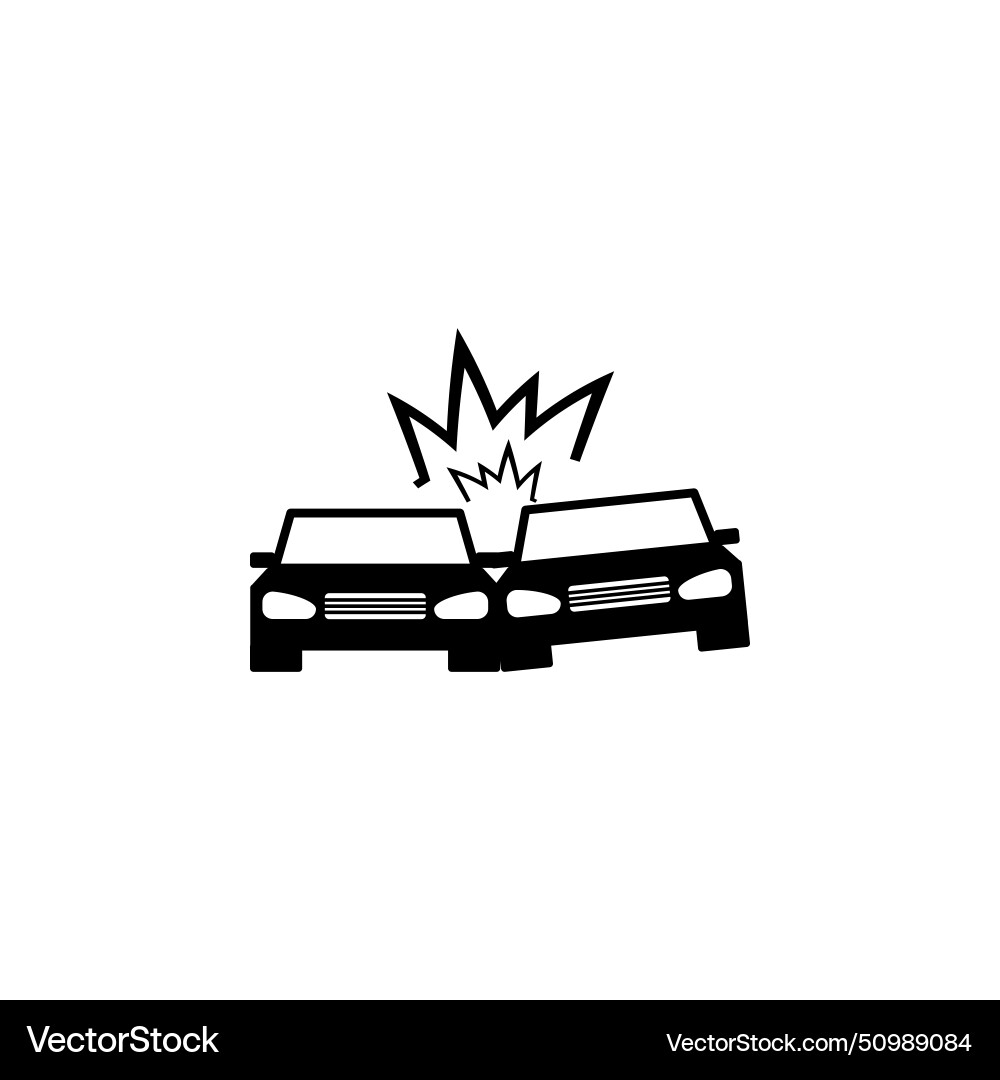 Collision cars flat icon Royalty Free Vector Image