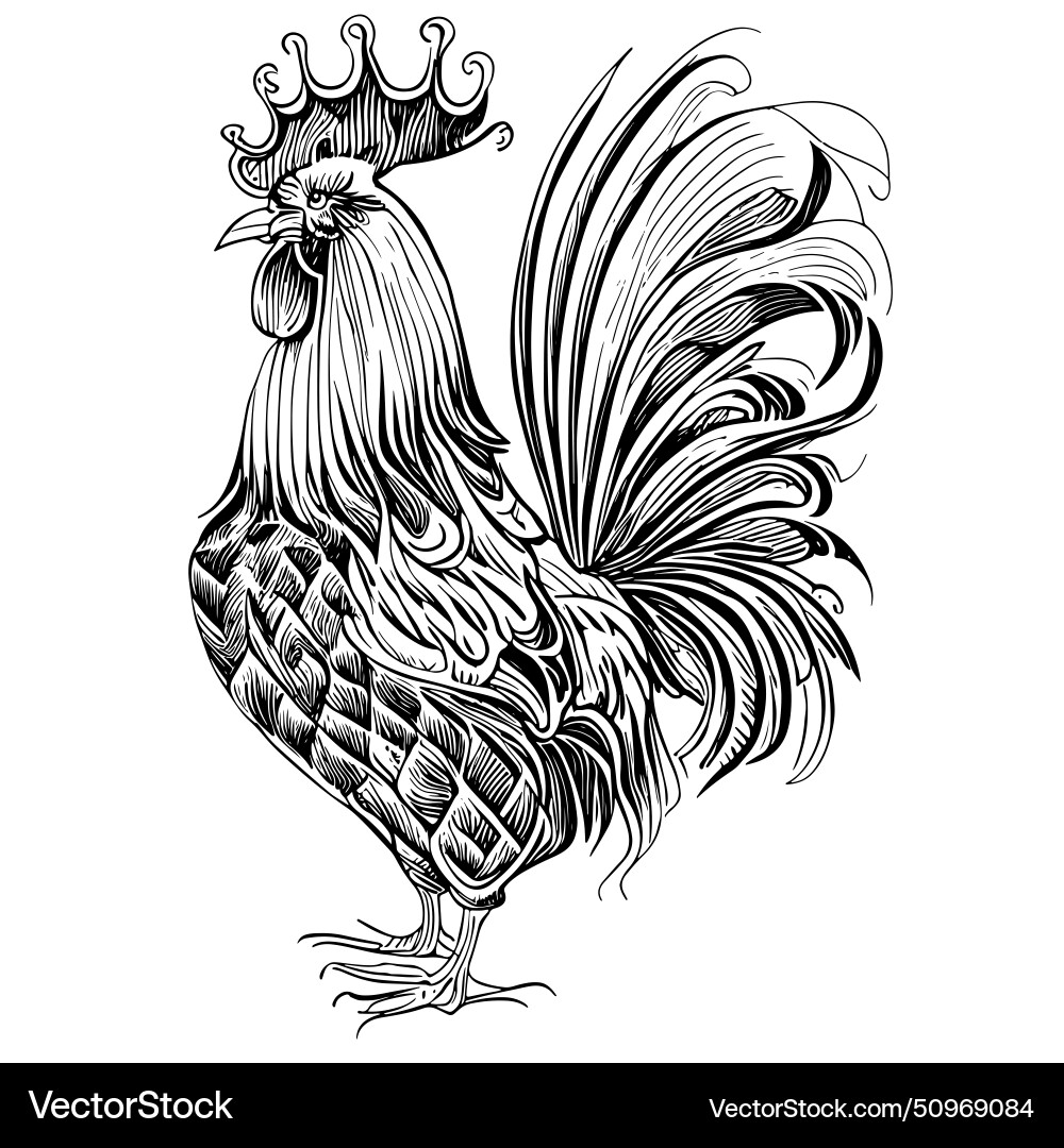 Hand drawn chicken rooster Royalty Free Vector Image