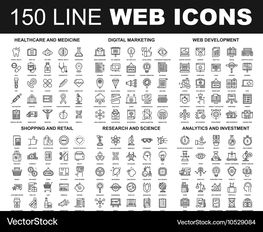 Line web icons Royalty Free Vector Image - VectorStock