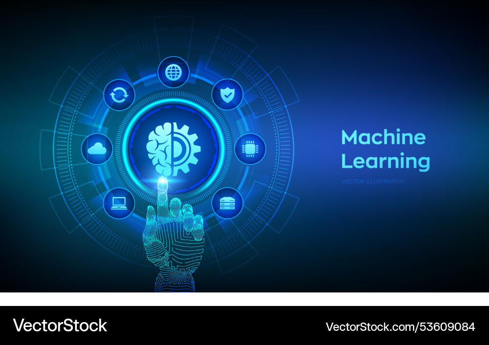 Machine learning ai artificial intelligence deep Vector Image