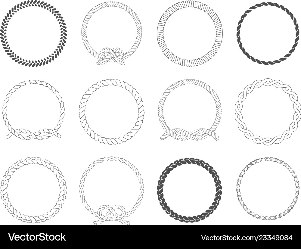 Round rope frame circle ropes rounded border Vector Image