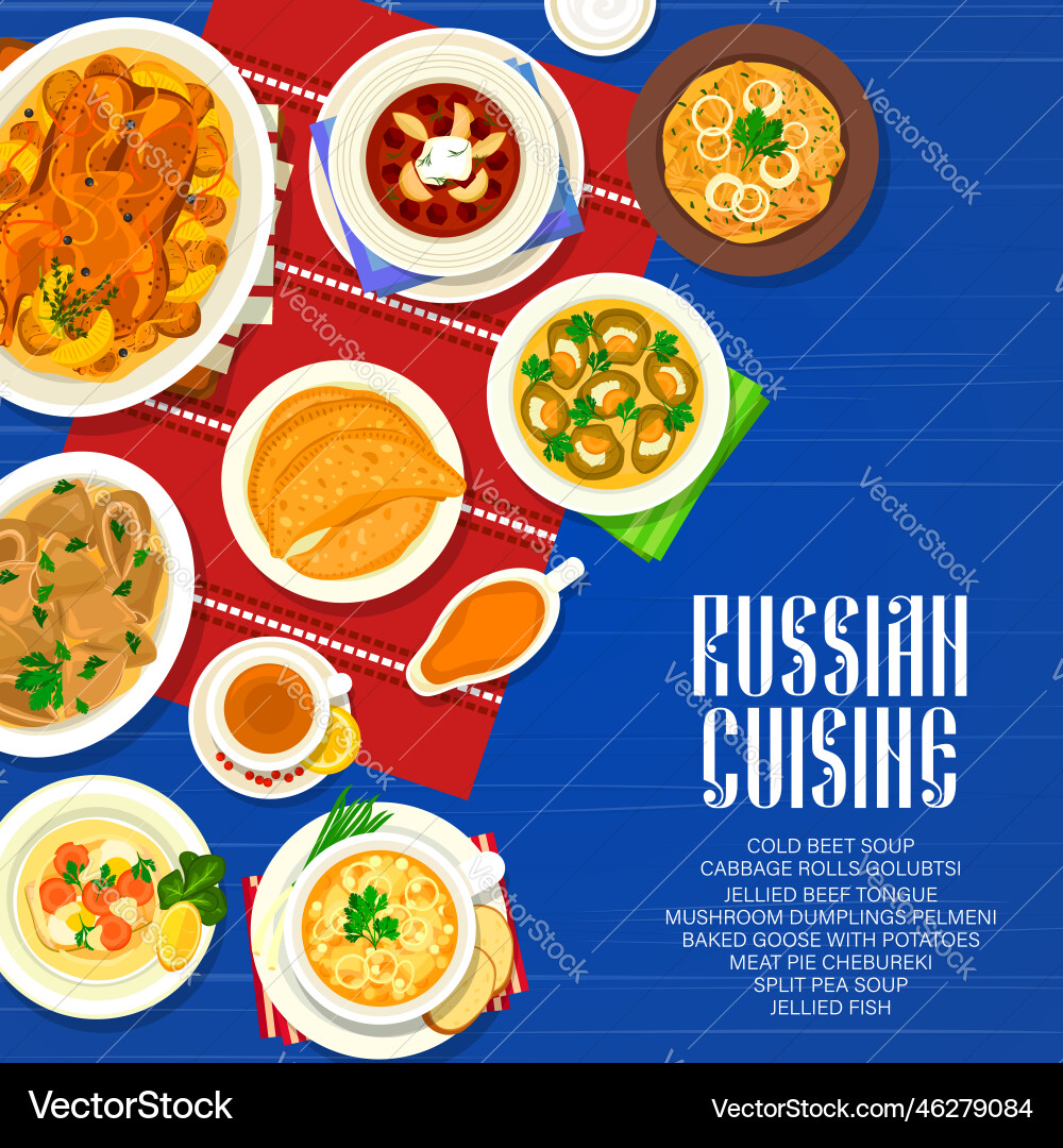 Russian Food Menu - Traditional Dishes Royalty Free Vector