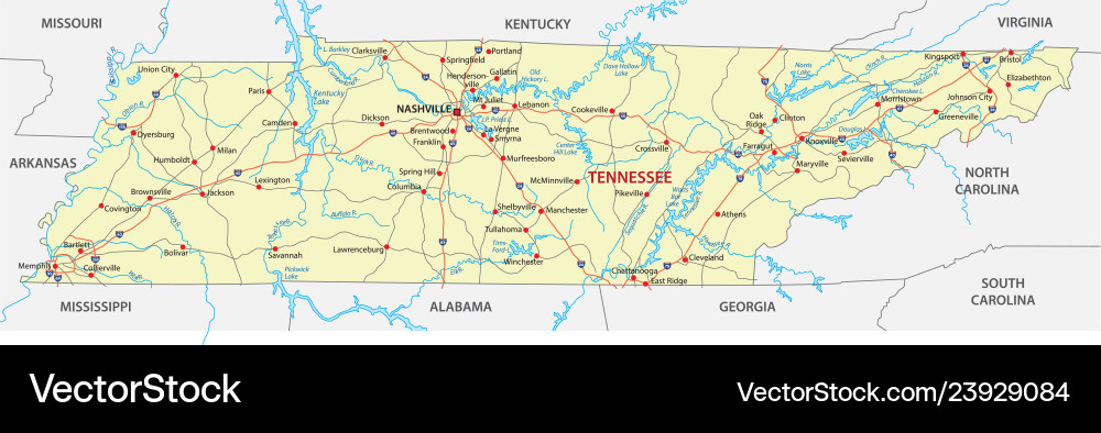 Tennessee Road Map - USA Royalty Free Vector Image