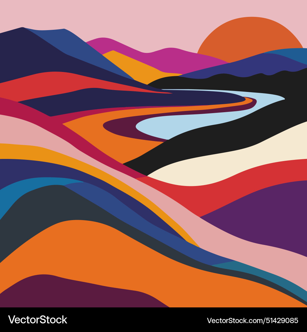 An abstract colorful landscape scene Royalty Free Vector