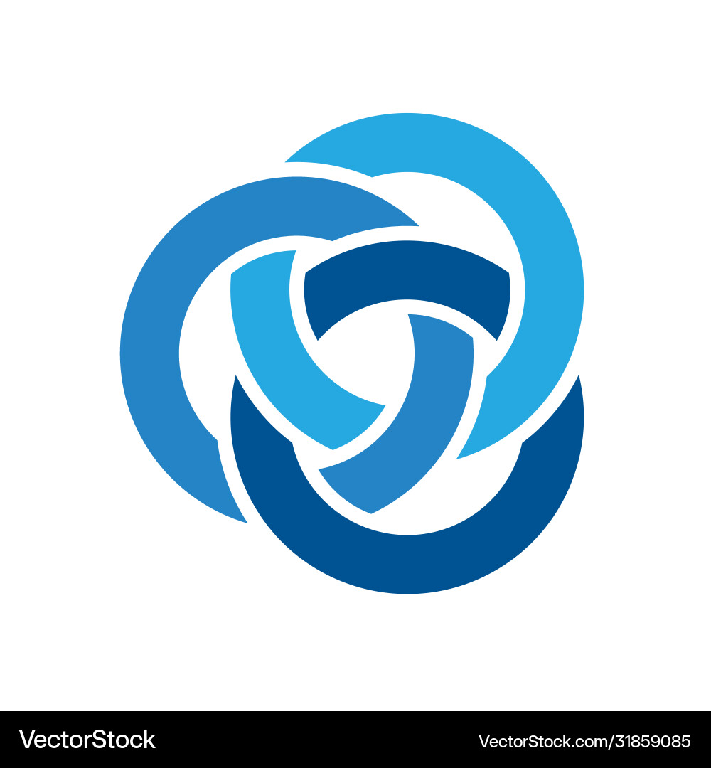 Blue circle interlock Royalty Free Vector Image