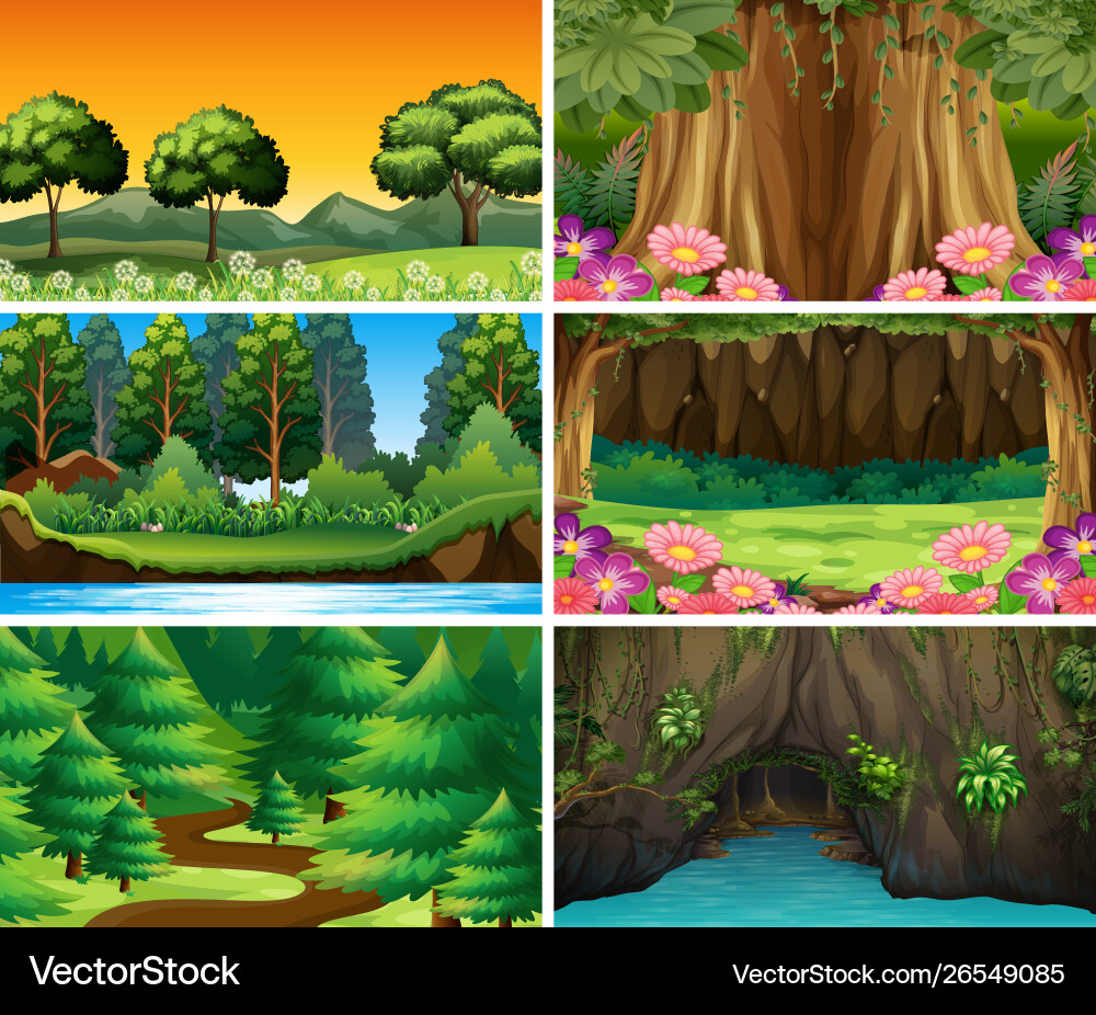 Empty blank landscape nature scenes Royalty Free Vector