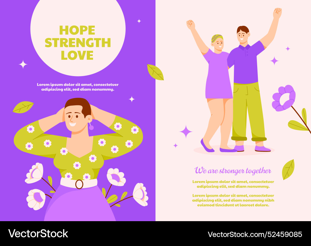 Flat world cancer day brochure template Royalty Free Vector