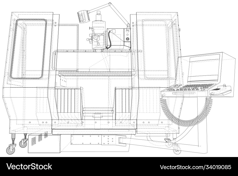 Industrial cnc machining milling machine wire Vector Image