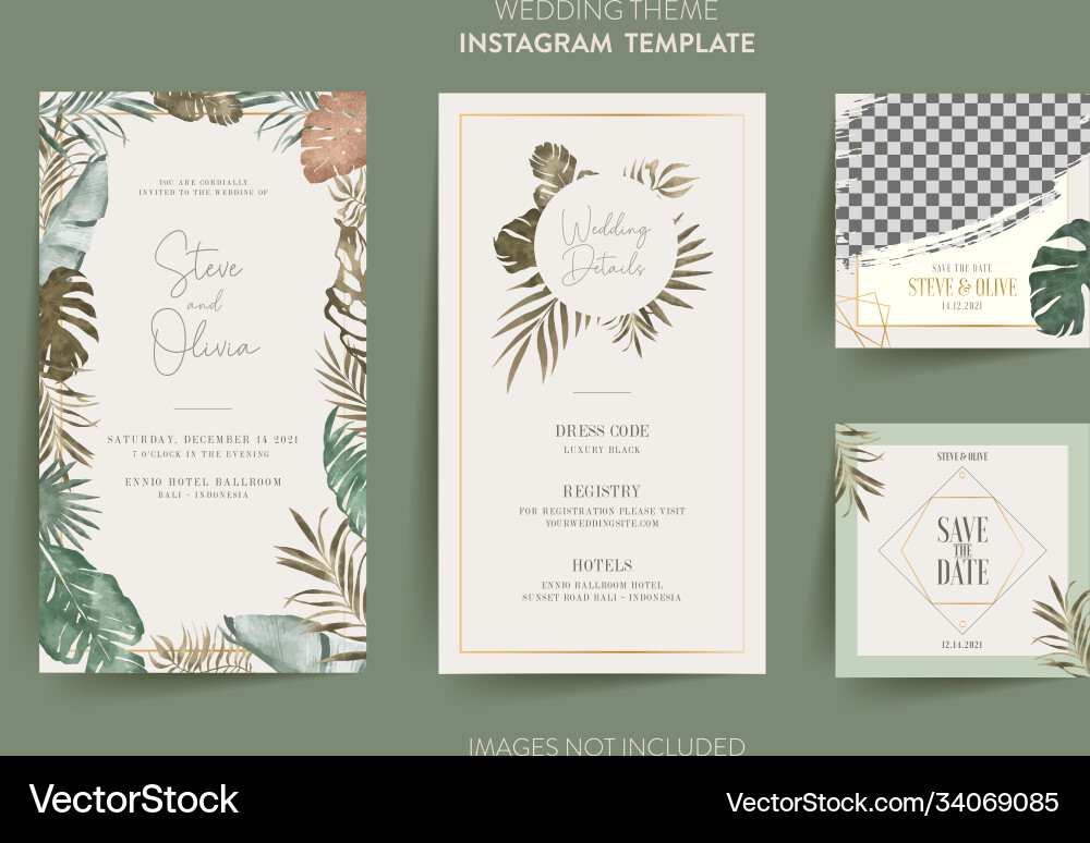 Instagram template for wedding invitation card Vector Image