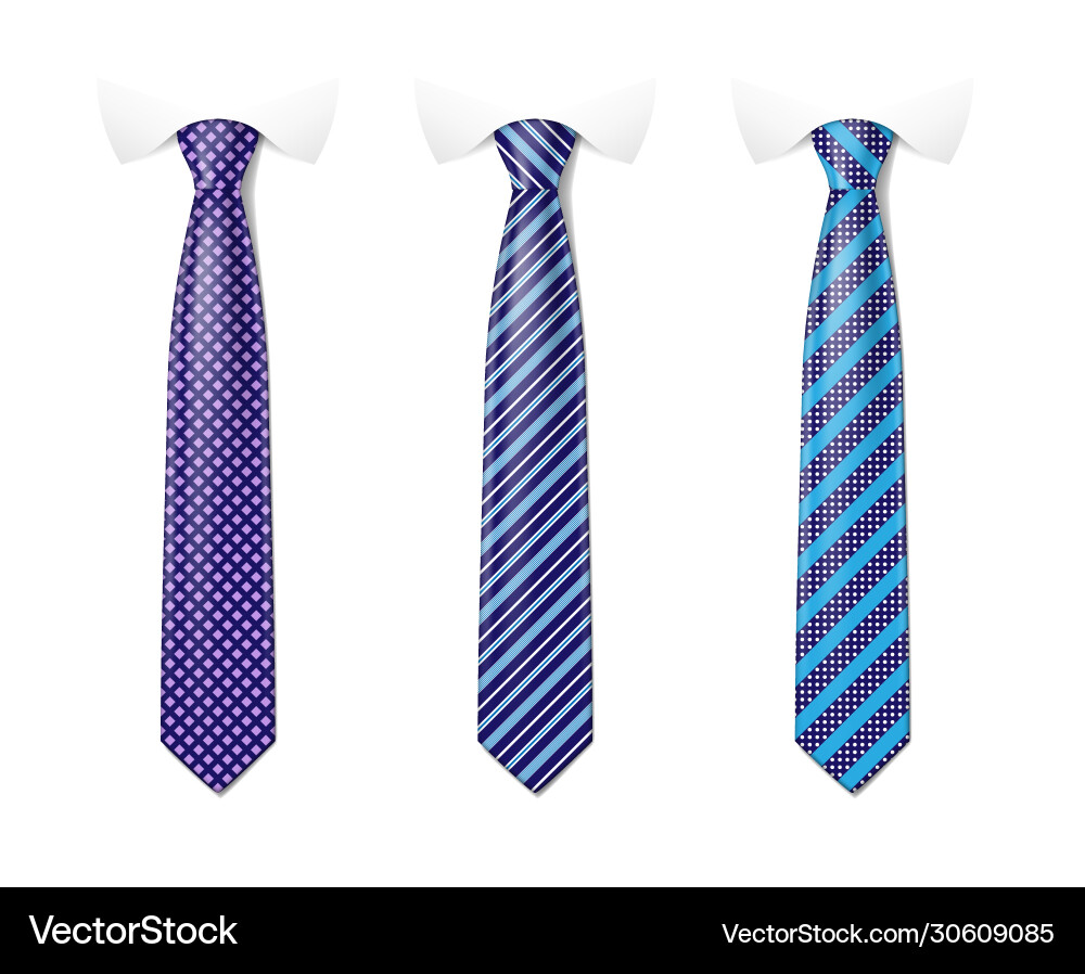 Man colored tie set mockup with different Vector Image
