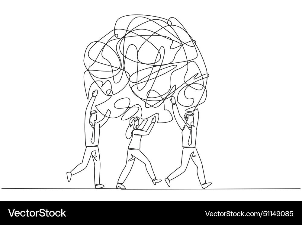 Single continuous line drawing group Royalty Free Vector