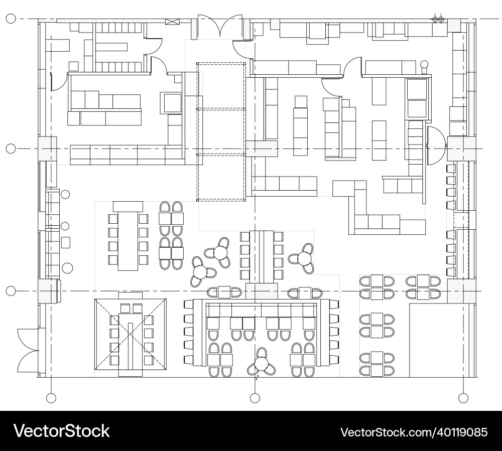 Small Cafe Top View Plan Royalty Free Vector Image
