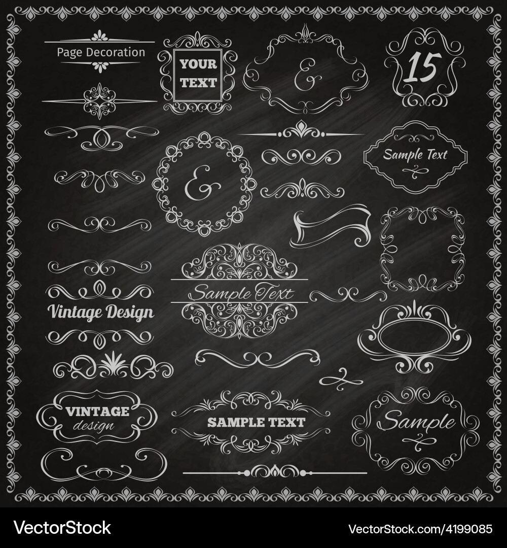 Vintage Calligraphic Borders & Frames Vector Image