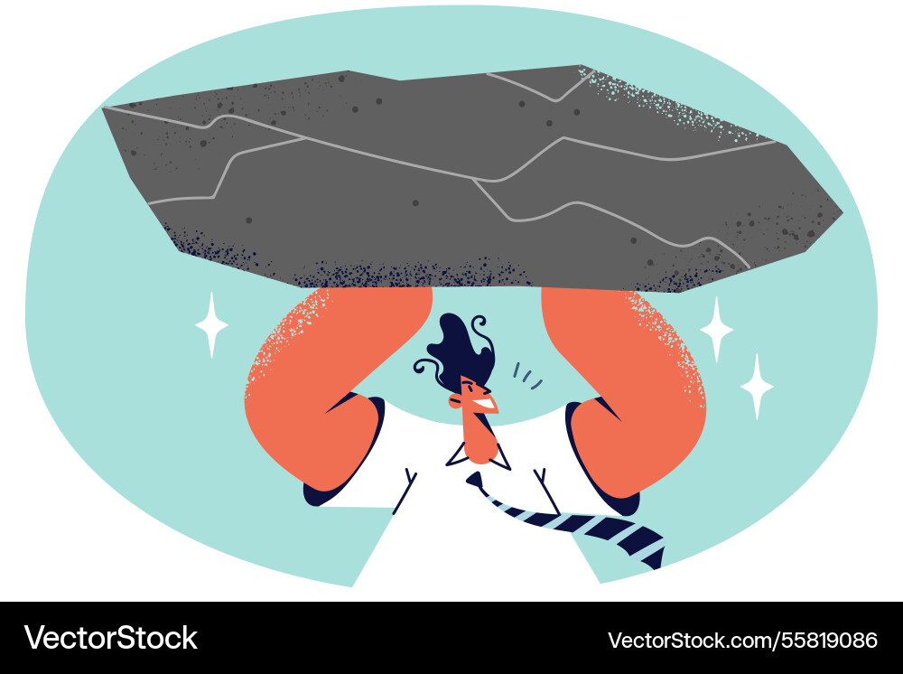 Businessman carry boulder show strength Royalty Free Vector