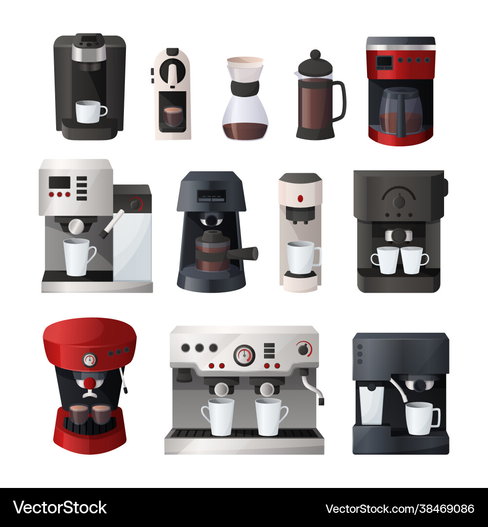 Coffee maker cartoon espresso machine Royalty Free Vector