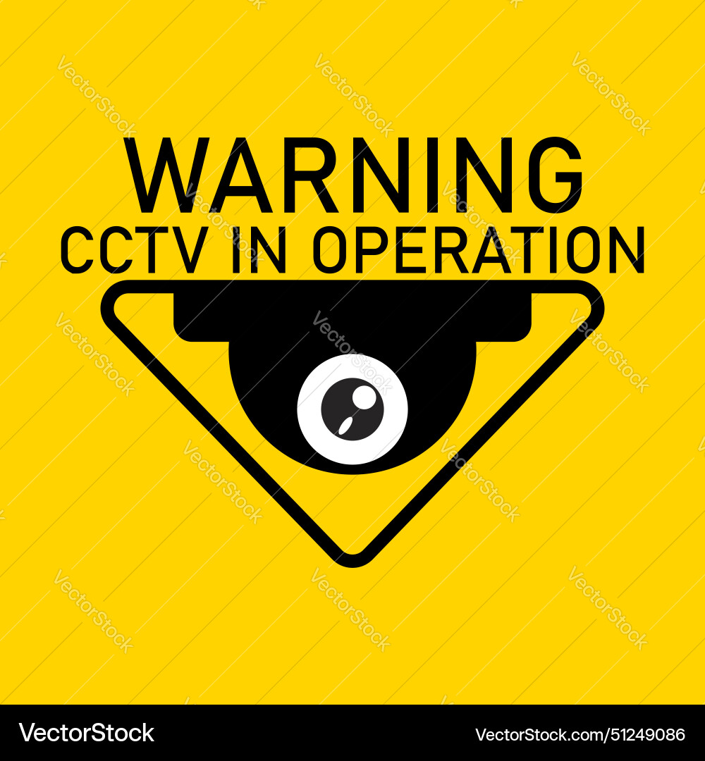 Ctv in operation warning sign Royalty Free Vector Image