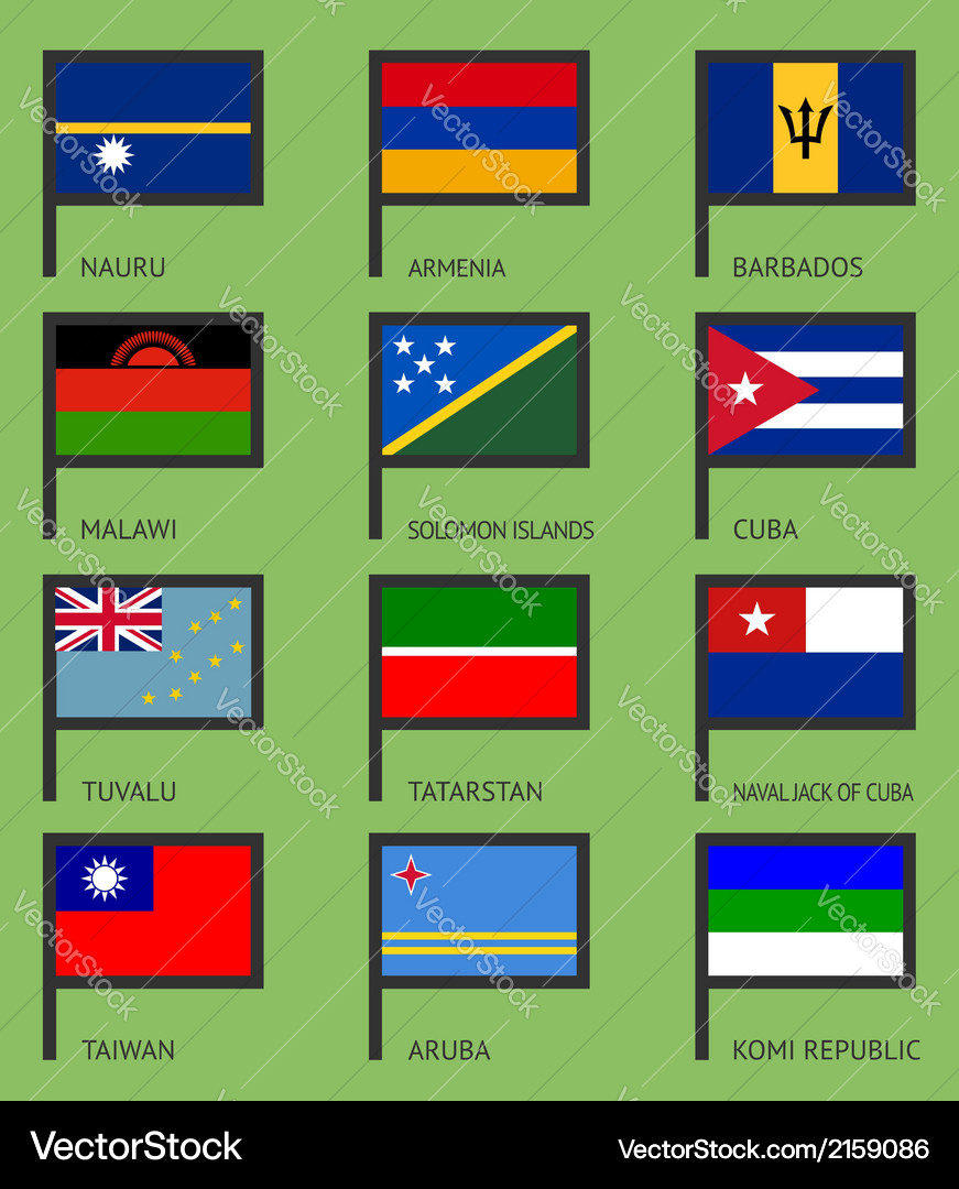 Flags flat set-13 Royalty Free Vector Image - VectorStock