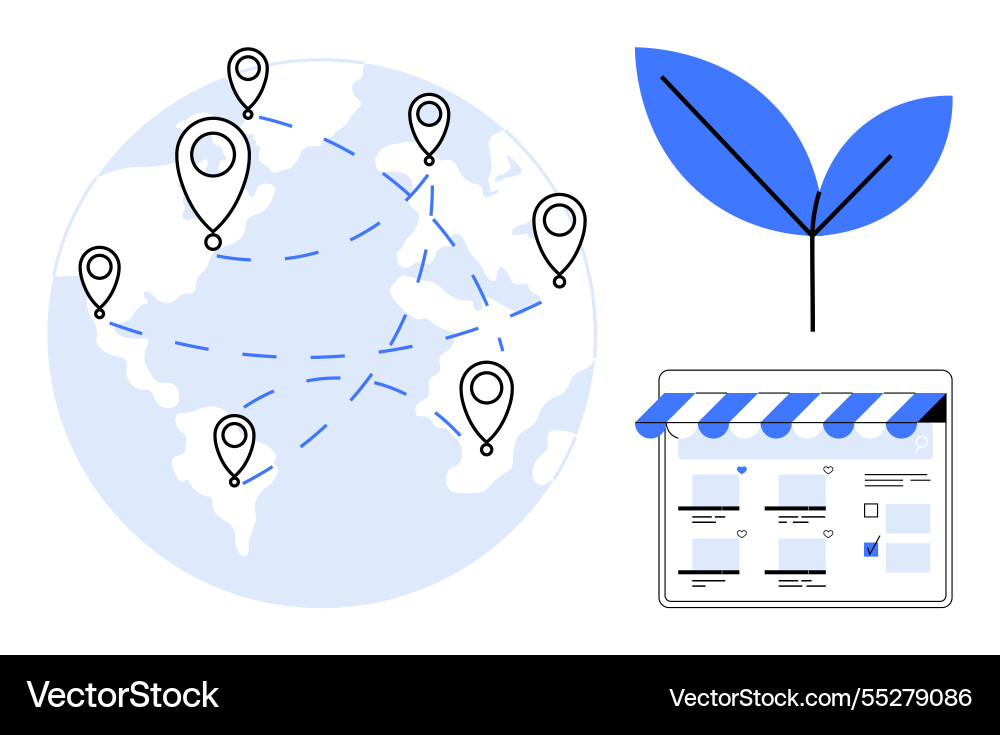 Globale Vernetzung und E-Commerce-Wachstumskonzept