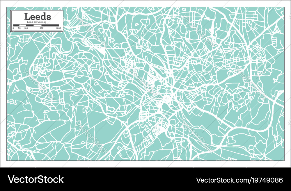 Leeds City Outline Map Royalty Free Vector Image