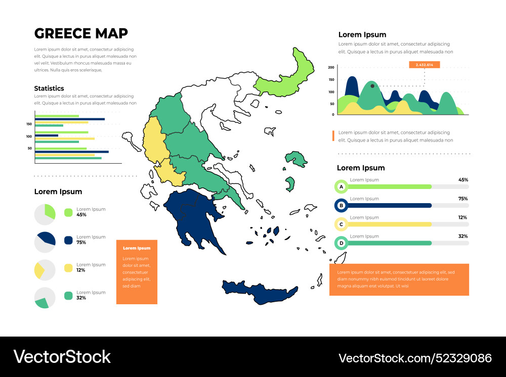 Linear greece map infographic Royalty Free Vector Image