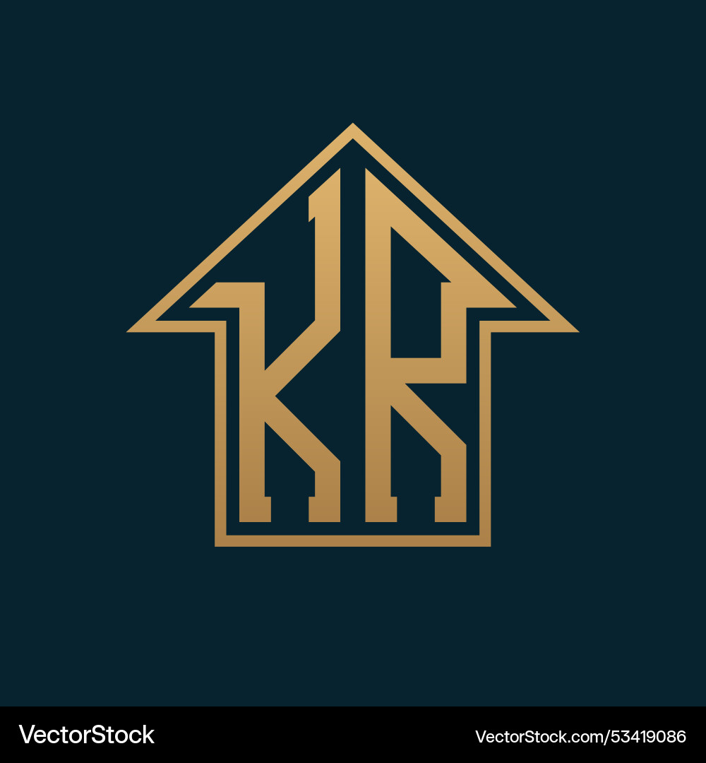 Luxury kr house logo - elegant gold letter Vector Image