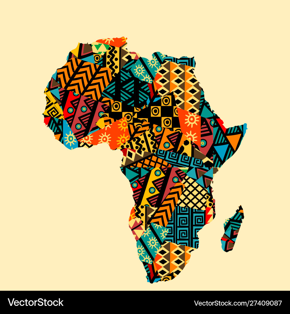 Africa map with ethnic motifs pattern Royalty Free Vector