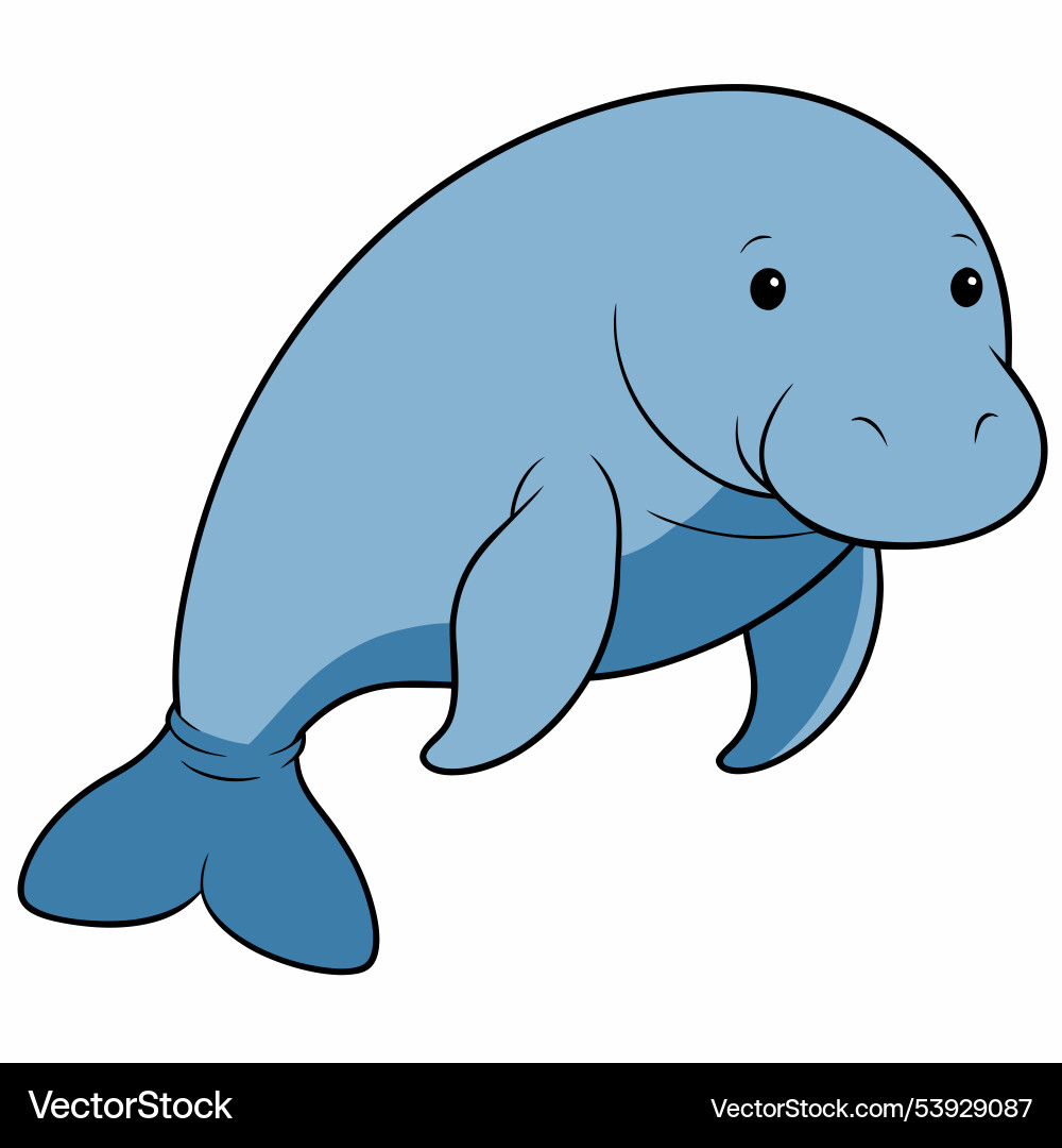 Dugong design isolated on white Royalty Free Vector Image
