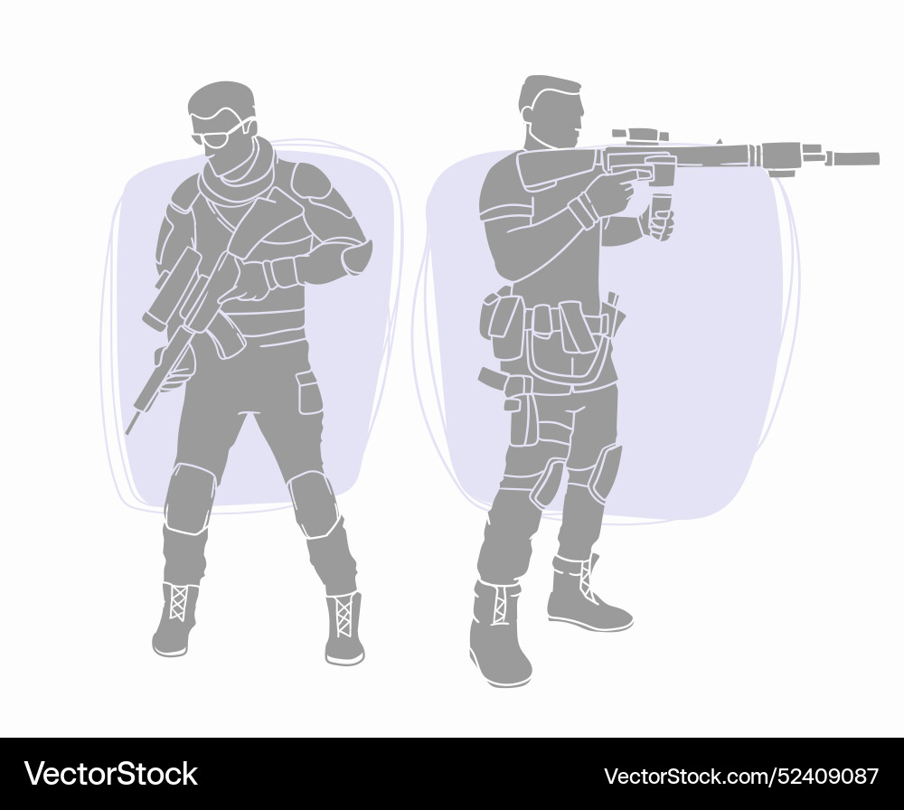 Hand drawn soldier silhouette Royalty Free Vector Image